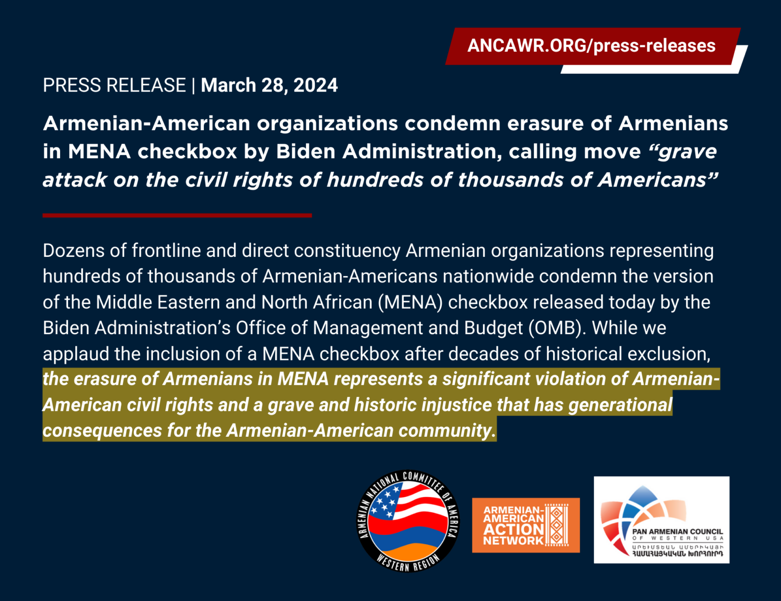 Armenian-American organizations condemn erasure of Armenians in MENA ...